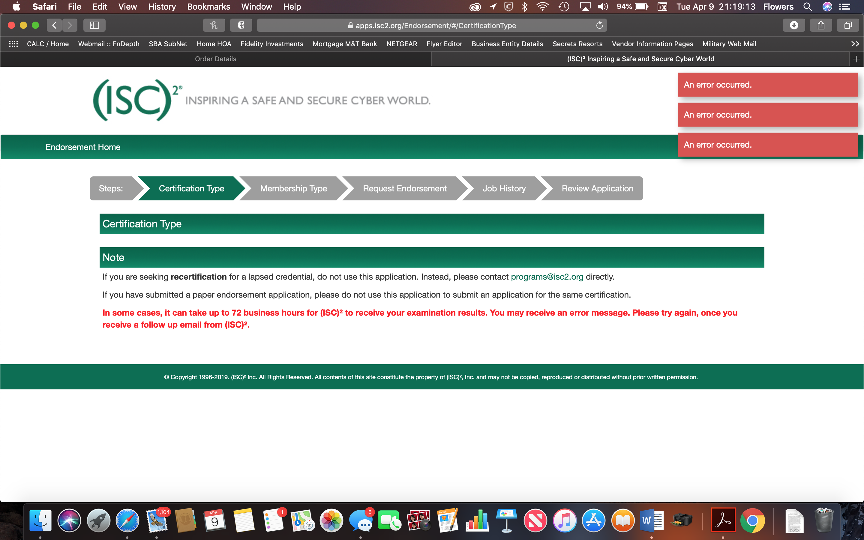 CISSP Endorsement Application Issue - ISC2 Community