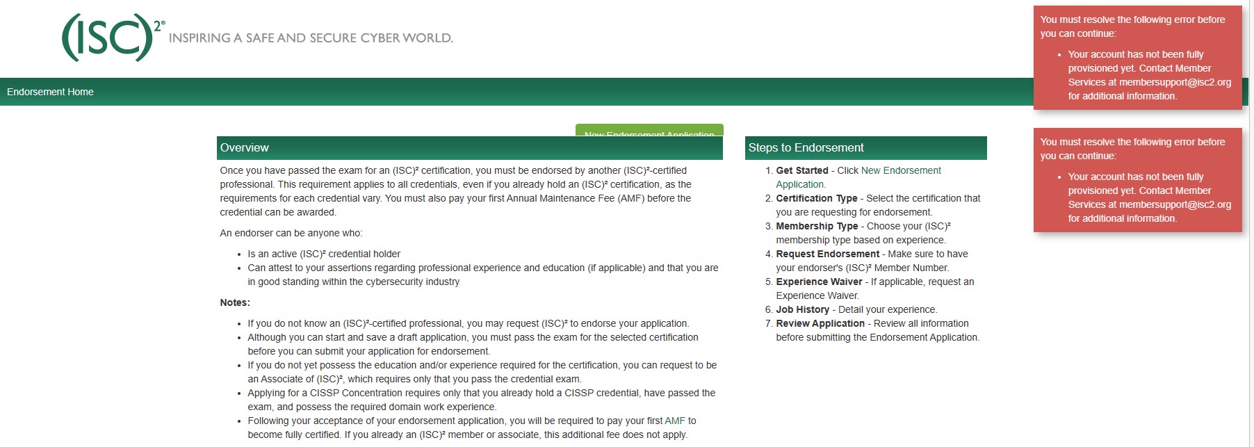 Your account has not been fully provisioned yet - ISC2 Community