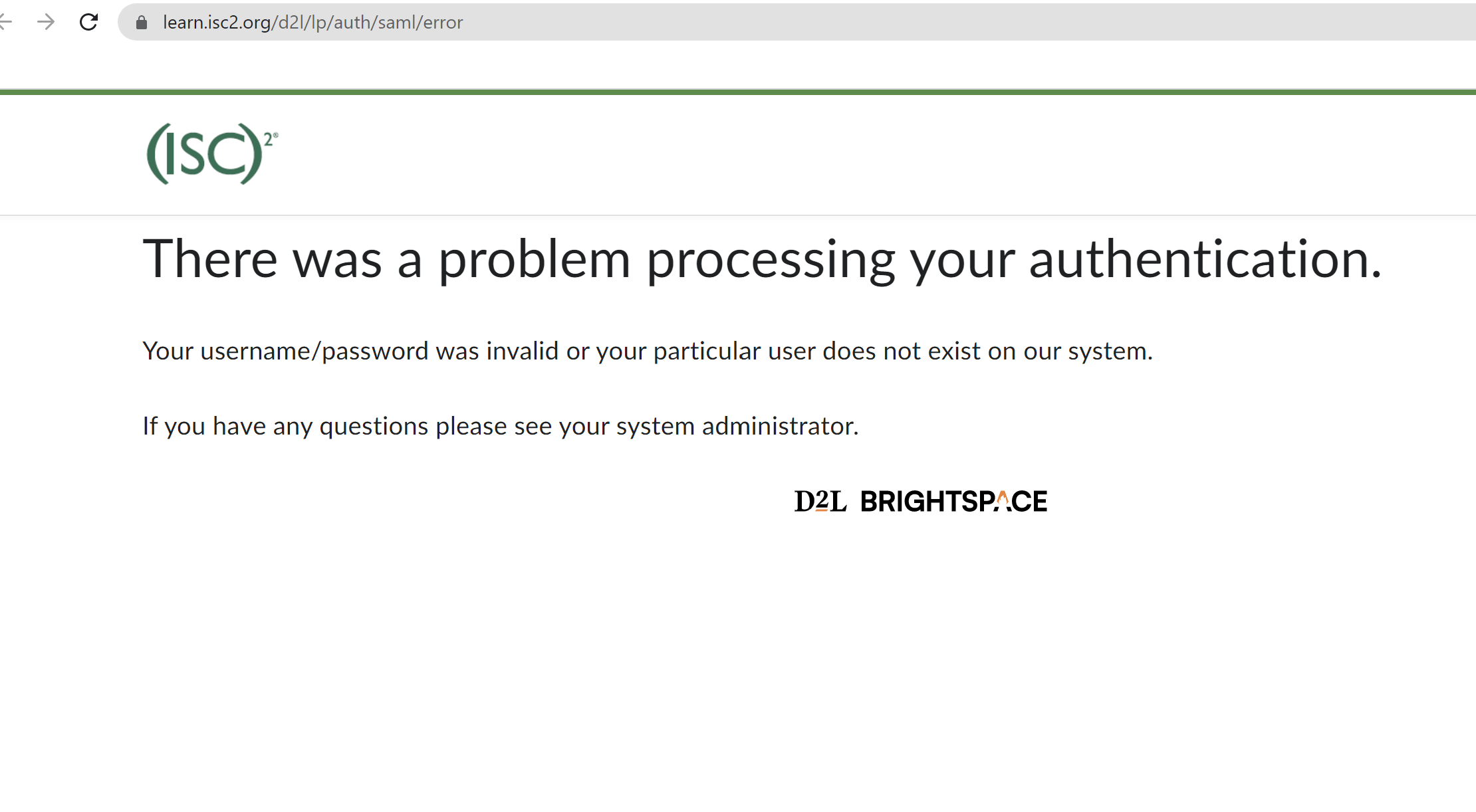 Log-in Issues on isc2.org - May 10, 2023 - ISC2 Community
