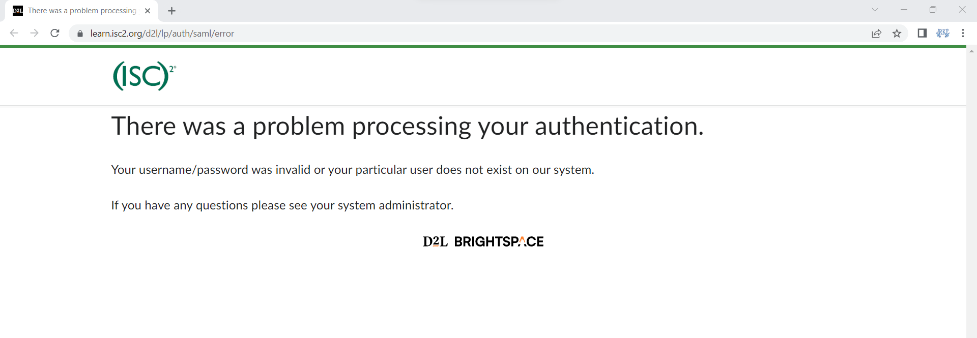Log-in Issues on isc2.org - May 10, 2023 - ISC2 Community