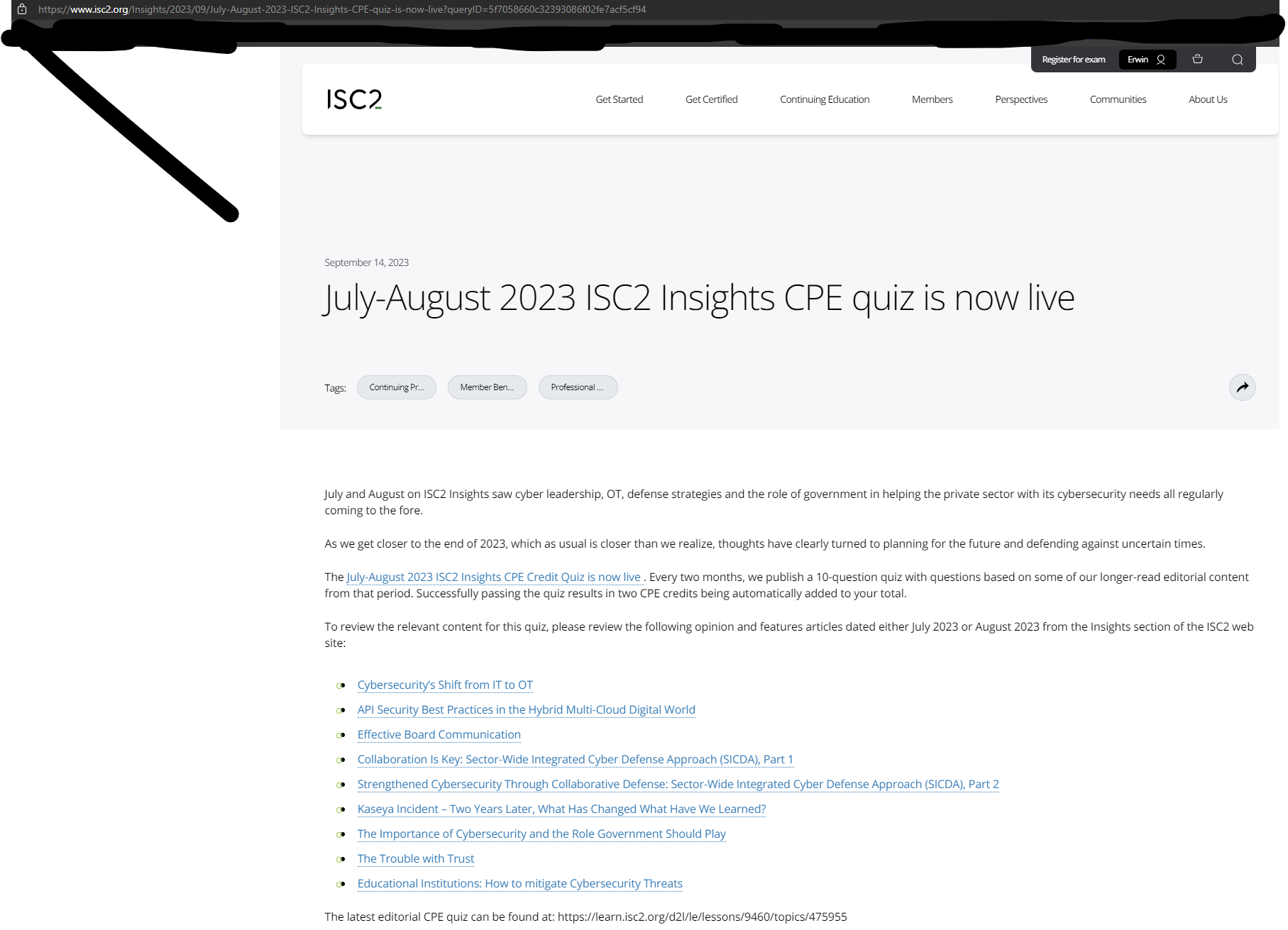 Solved: What happened to the CPE quiz? - ISC2 Community