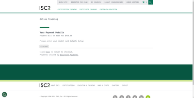 Credit Card Details Not Prompted During Checkout - ISC2 Community