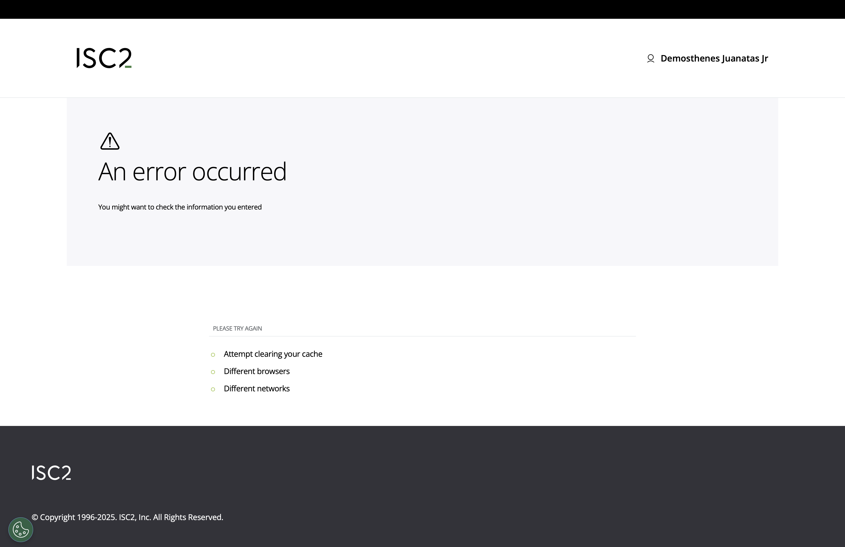 Unable to register for CC exam when clicking submi... - ISC2 Community