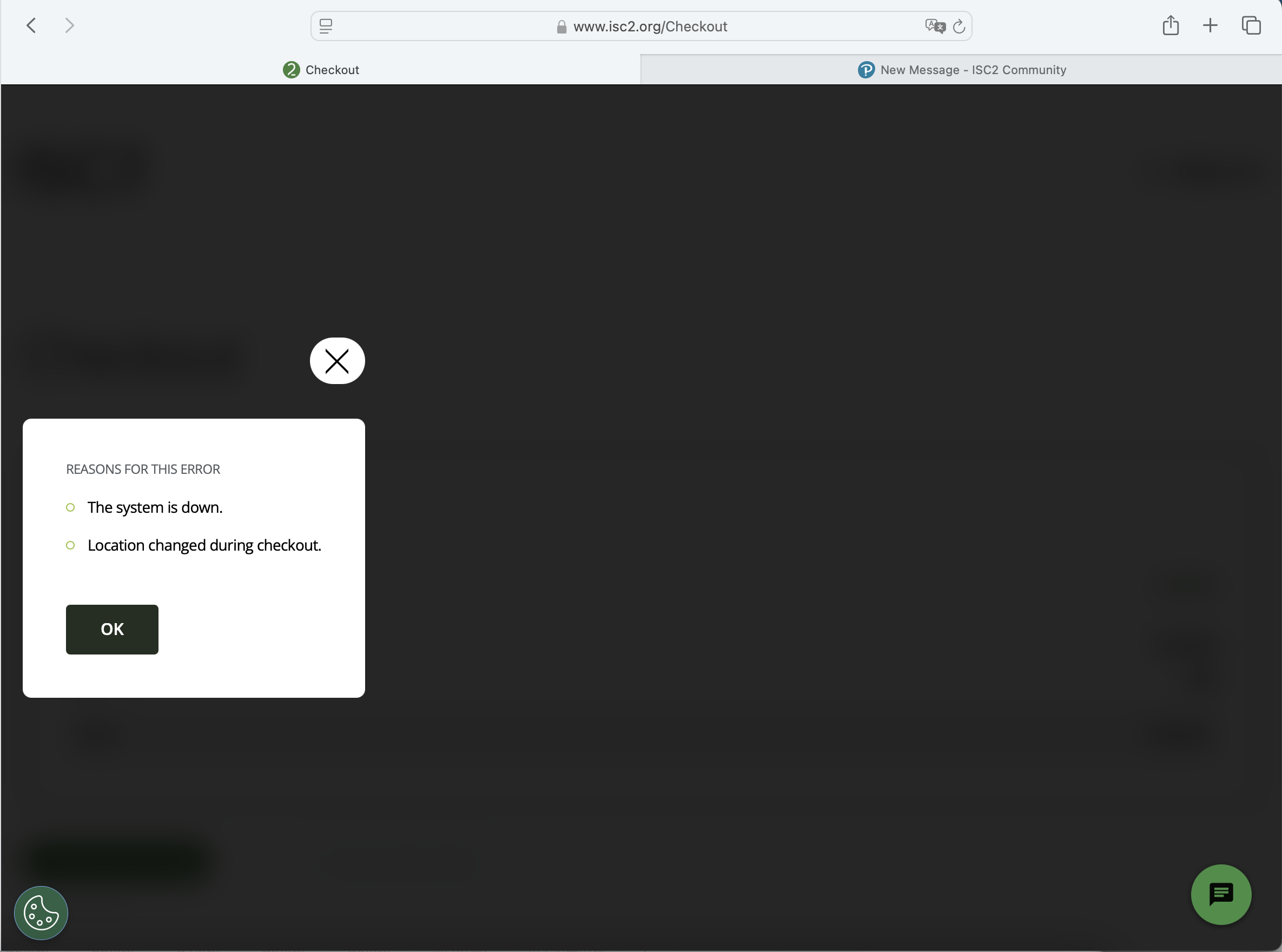 ISC2 checkout process not working - ISC2 Community